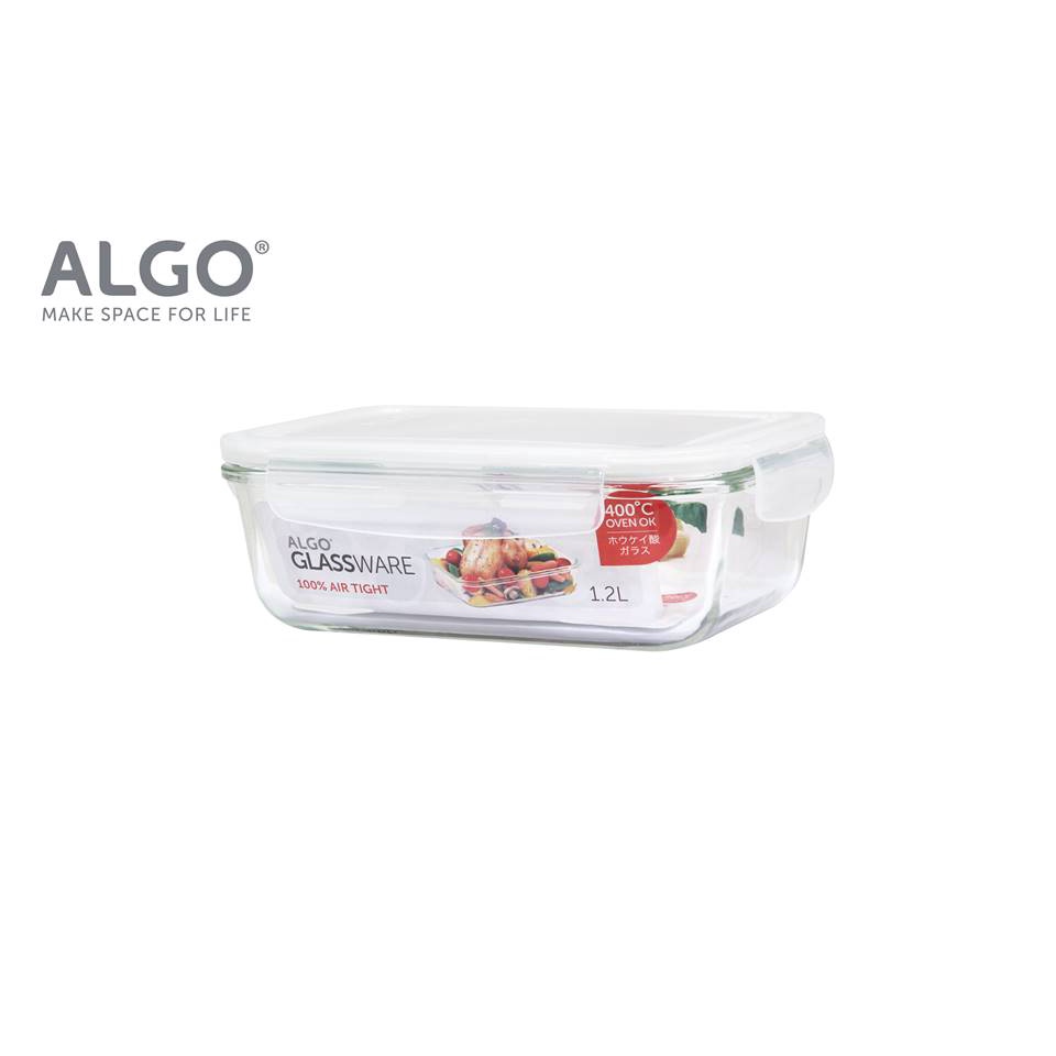 ALGO clear glass container 1200ml rectangular [SG Stock] various size ...