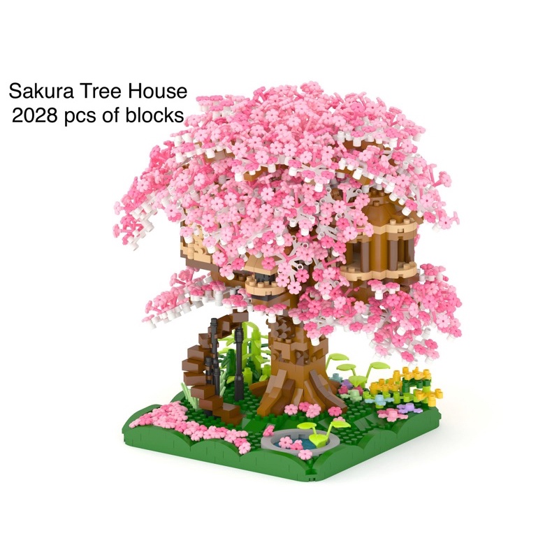 [SG] Sakura Tree House Nano Building Blocks Cherry Blossom Mini Bricks ...