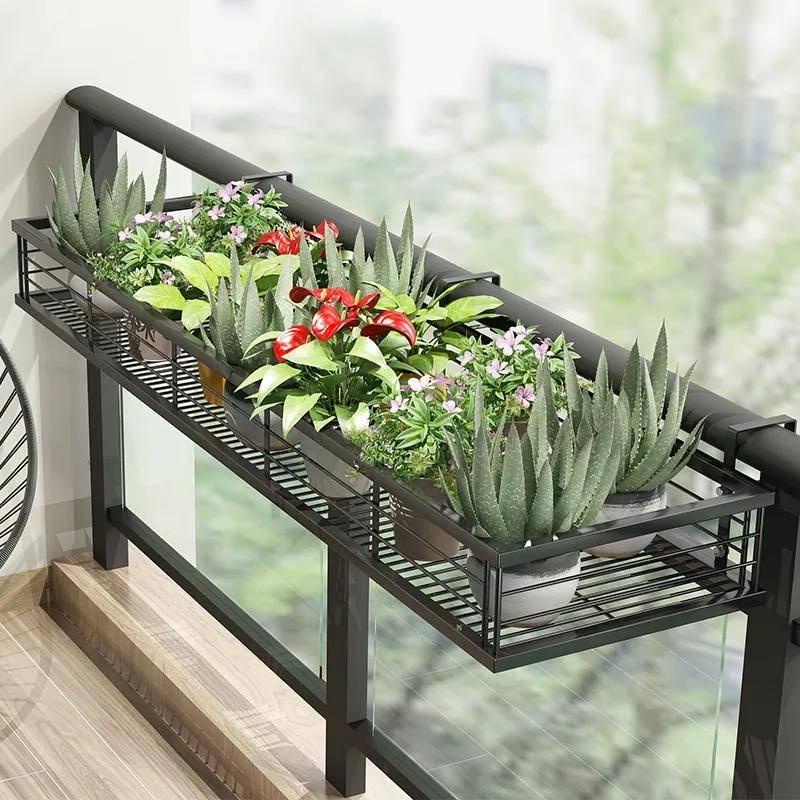 Balcony Flower Stand Hanging Guardrail Flower Potted Plant Rack ...