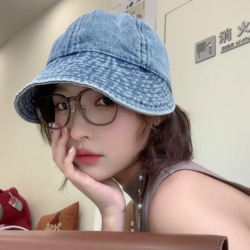 Drawstring Washed Denim Sun Hat Women Korean Outdoor Cowboy Hat ...