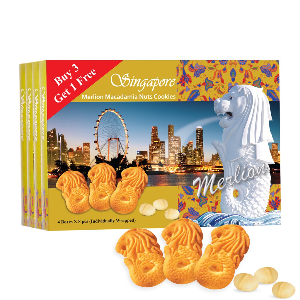 (3+1) Manly Merlion Macadamia Nut Cookies 320g | Shopee Singapore