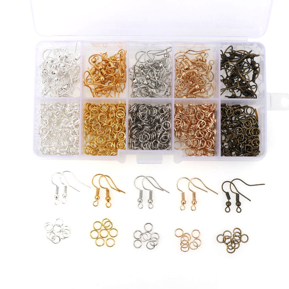 500pcs Open Jump Rings + 100pcs Earring Hooks Connector Set for DIY ...