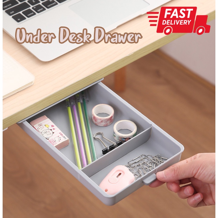 [SG Stock] Drawer Box Self Adhesive Under Desk Drawer Organizer Table ...