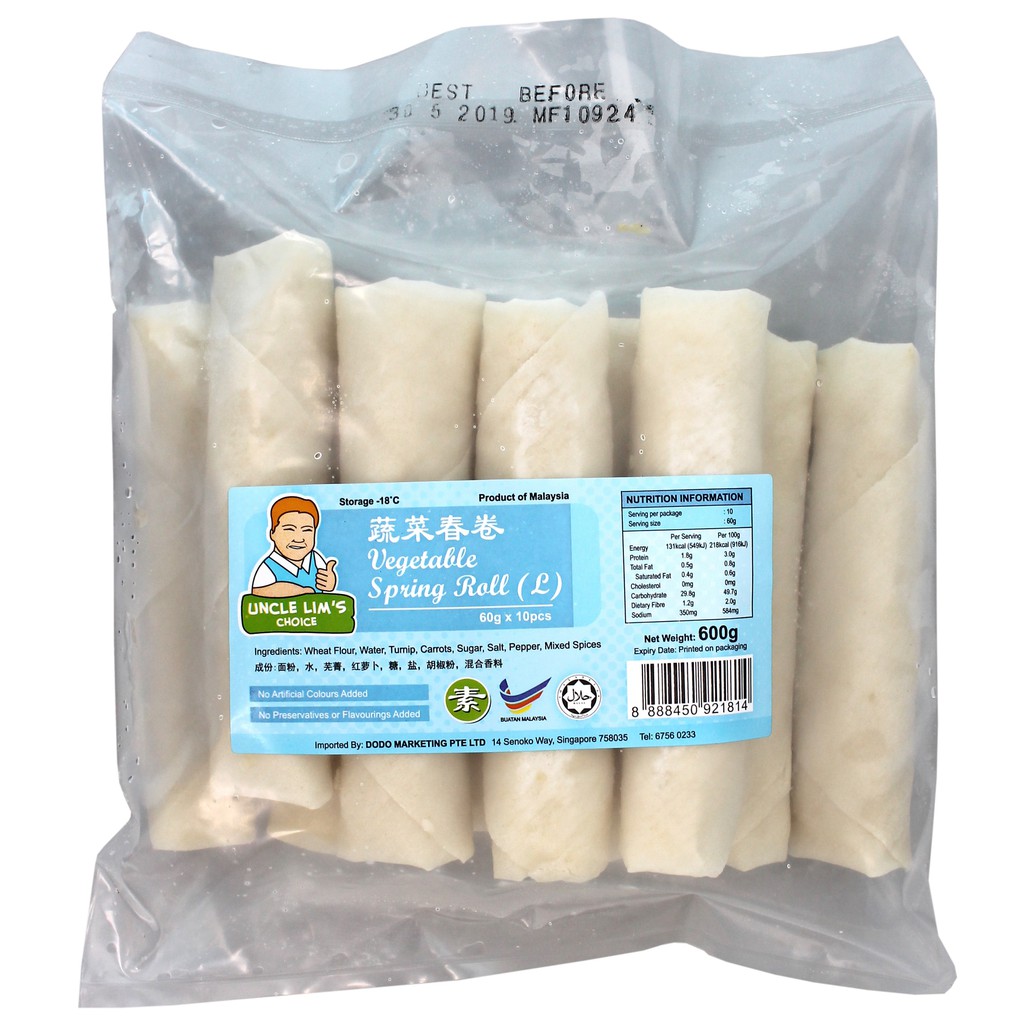 Uncle Lim's Choice Vegetable Spring Roll (L) - Frozen 600G Halal ...