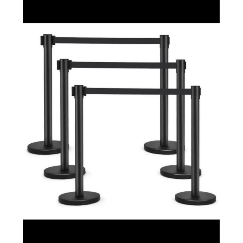 Stainless Steel Black Queue Pole(Blk/Blk) | Shopee Singapore