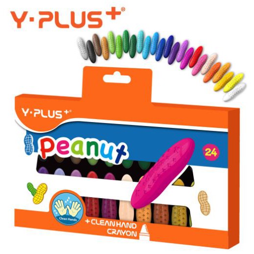 Y-Plus Crayon 24 Colours Peanut Clean hands Wash Free | Shopee Singapore