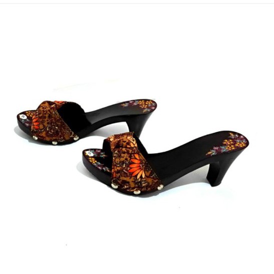 KAYU Klompen Sandals Wood Higls Heels Women Girls Modern Batik Motif ...