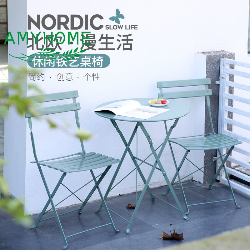 Balcony Small Tea Table Leisure Three Piece Set Folding Balcony Table ...