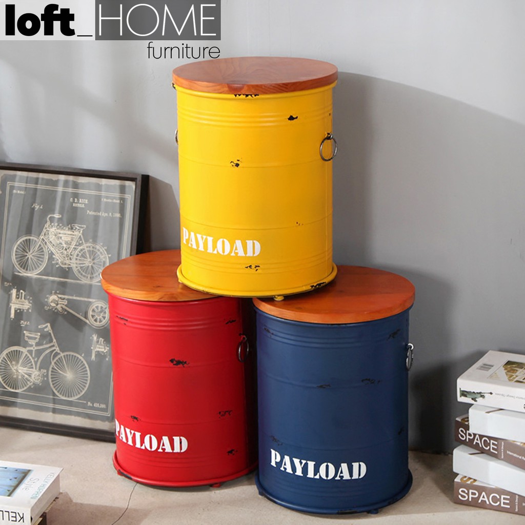 Loft Home Industrial Metal Side Table CONTAINER ROUND | Shopee Singapore
