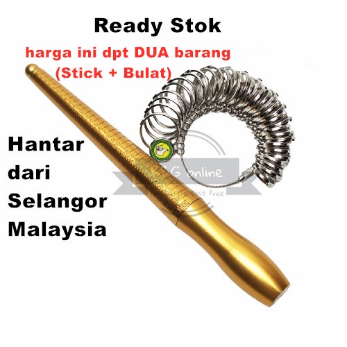 (DUA BARANG)Ring Sizer Stick Ring Measuring Stick+Finger Ring Sizing ...