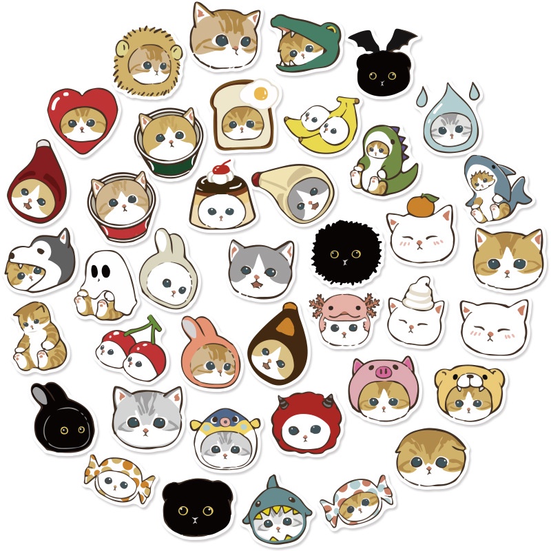 40 pcs Cute Kitty Cats Waterproof Scrapbook Stickers | Shopee Singapore