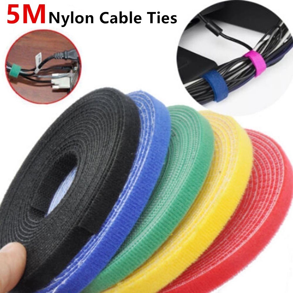 5M Self-Gripping Fastener Reusable Magic Tape Hook Power Wire Loop ...