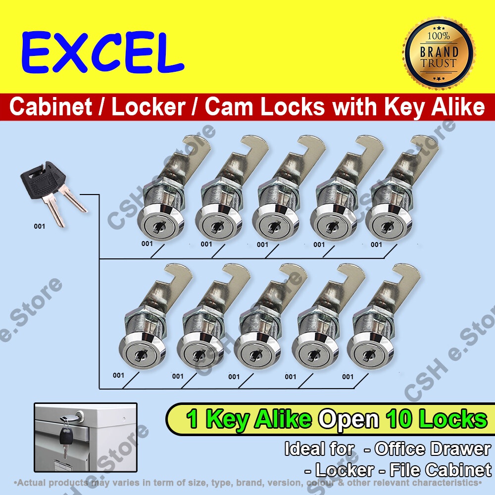 10 Cam Lock w Keyed Alike for Office Cabinet Lock Drawer Lock MailBox ...