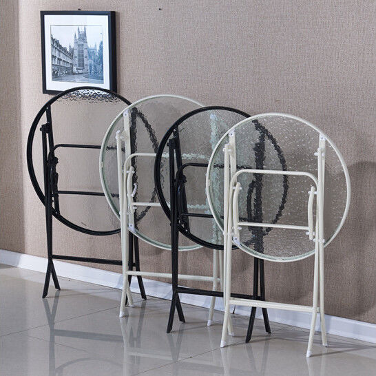 Tempered glass round table folding square table balcony table simple ...