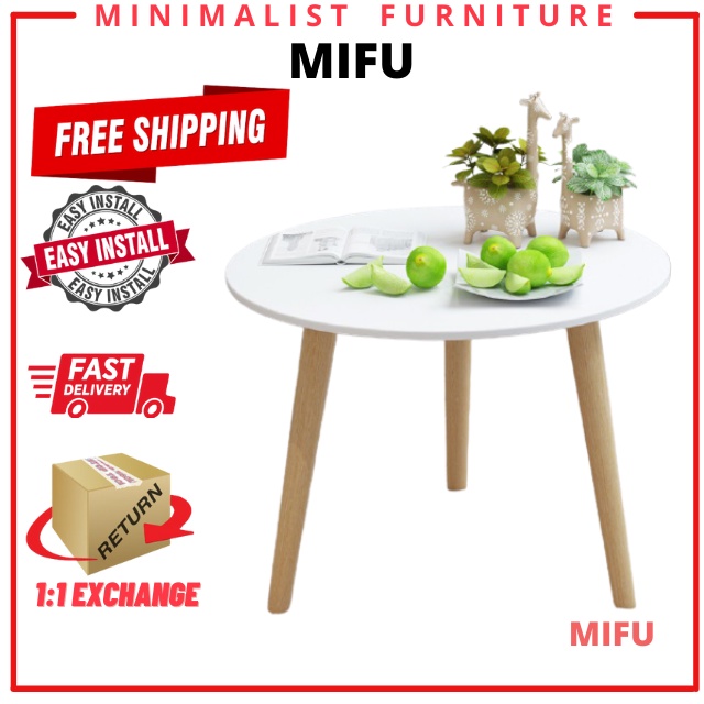 MIFU Coffee Table Meja Kopi Set Bedroom Sofa's Side Round Desk Wood ...