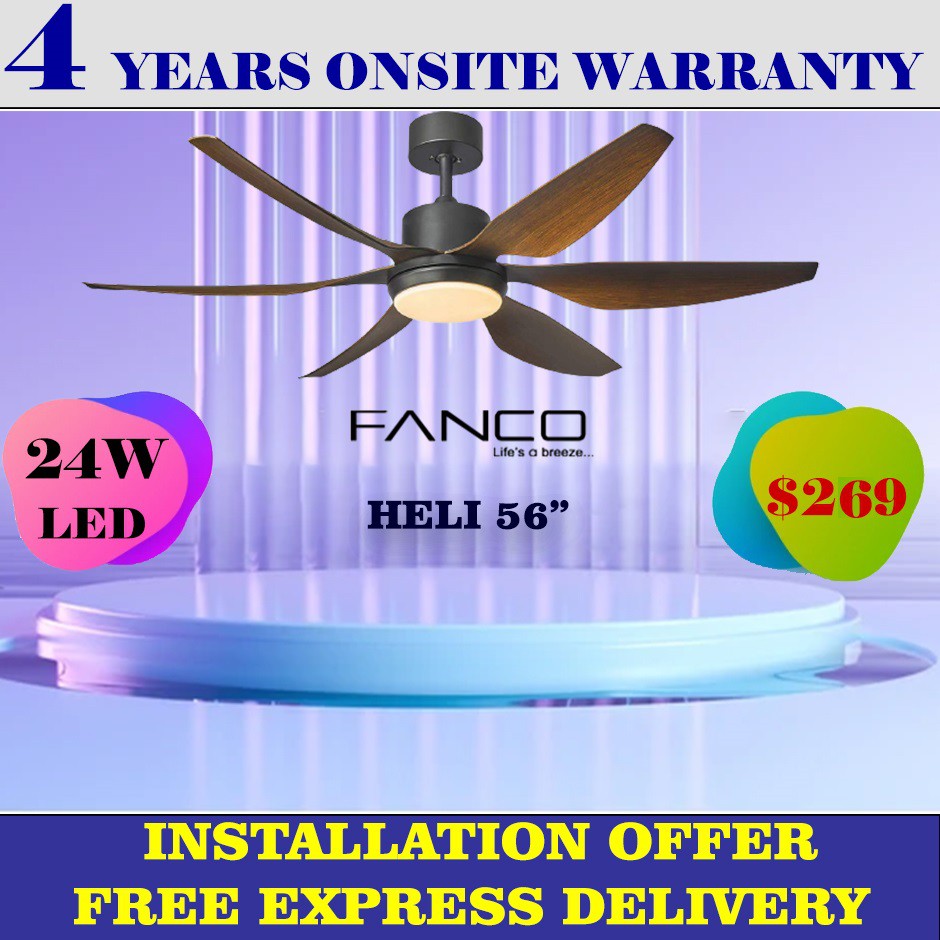 FANCO HELI 56 CEILING FAN | Heli 66 | 3 TONE LED LIGHT KIT WITH REMOTE ...