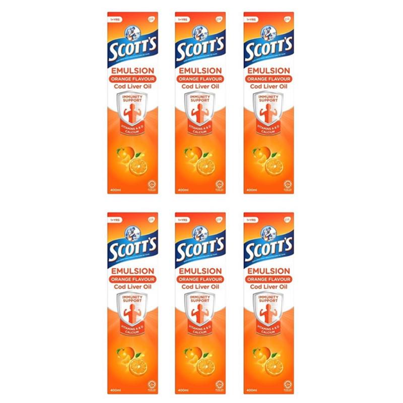 [Bundle of 6] SCOTT'S Kids Emulsion Orange, Cod Liver Oil, DHA, 400ml ...