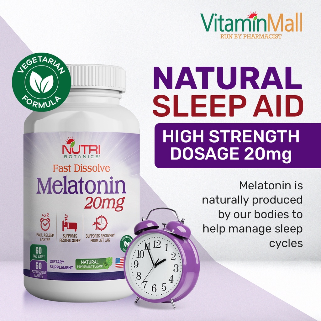 Nutri Botanics Melatonin 20mg Fast Dissolve Tablet - Sleep Supplement ...