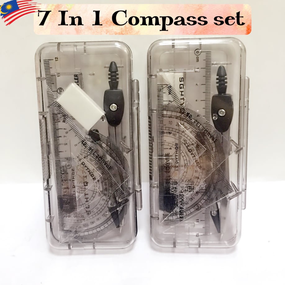 7 Pieces Compass Set Geometry Set Compass Set Math Set Geometry Kompas ...