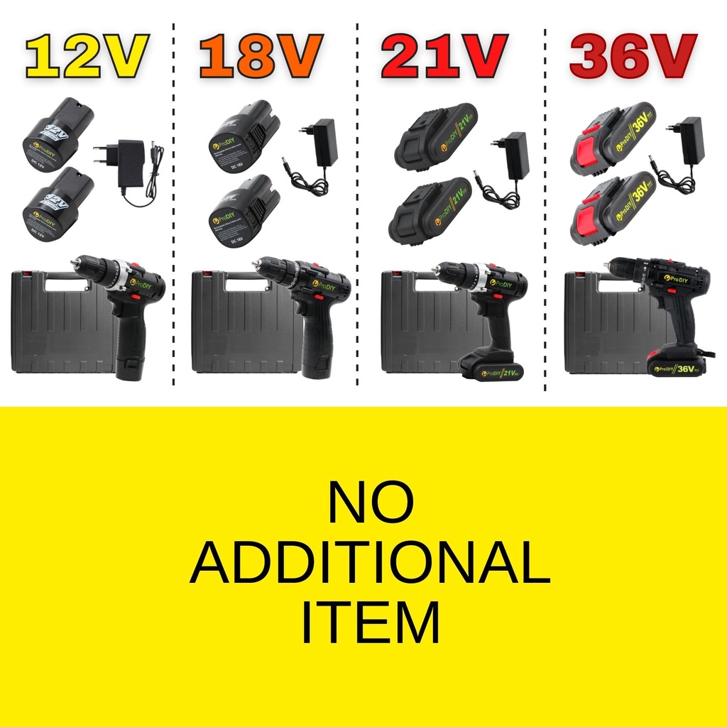 PRODIY DIB Cordless Drill Screwdriver 12v 18v 36v 2 Speed with Battery ...