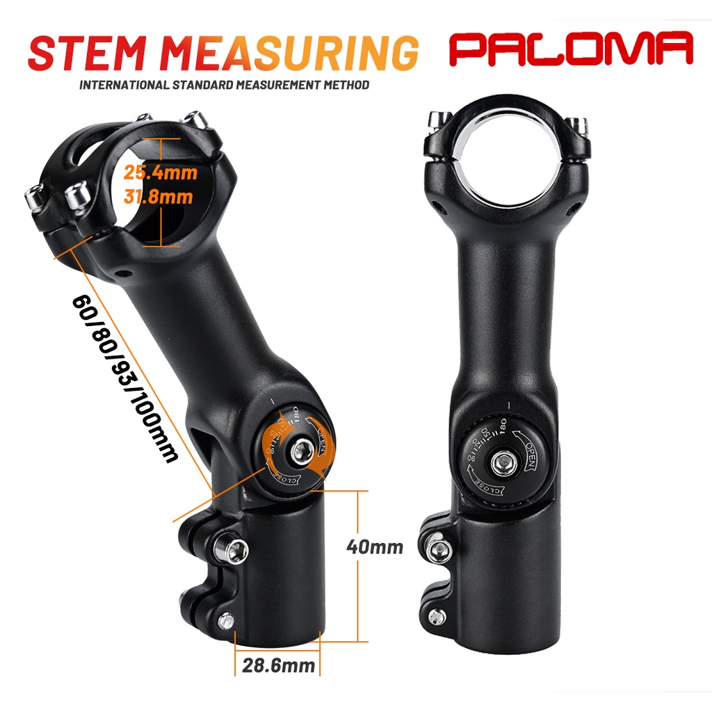Paloma Bike Stem 180 Degree Angle Adjustable Height Riser Stems 25.4/31 ...