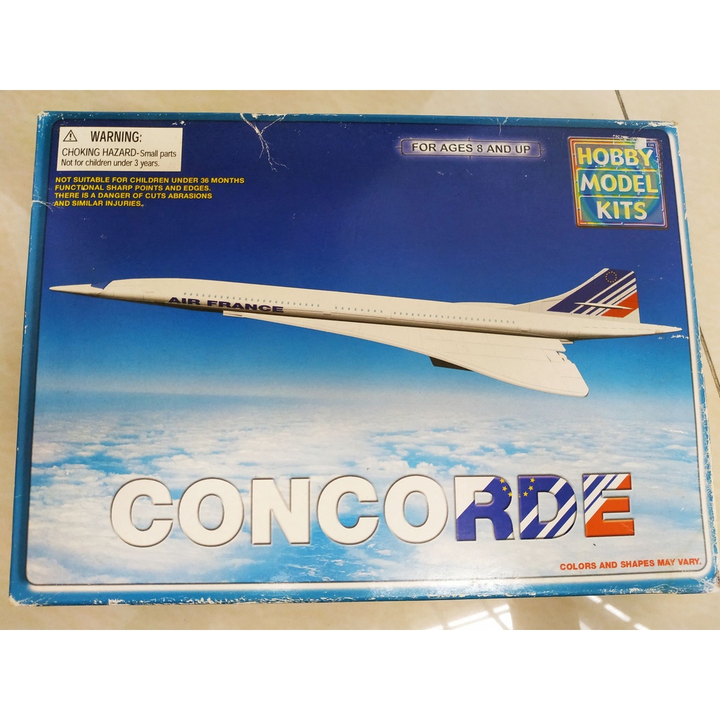 Air France Concorde plastic model kit - approx 8 inches. Scale maybe 1/ ...