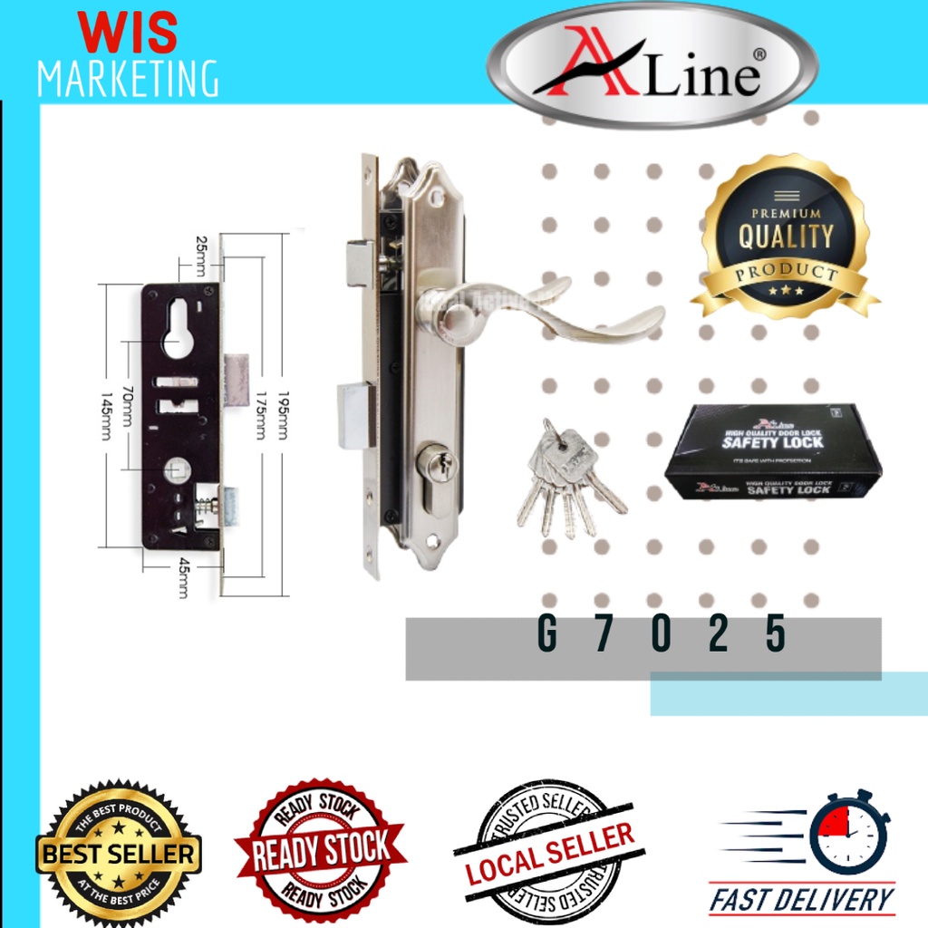 Aline G7025 Iron Door Lock (Mortise Lock) with Holder – Model ML ...