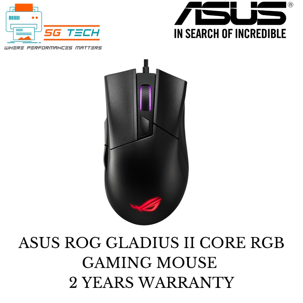ASUS ROG GLADIUS II CORE RGB GAMING MOUSE 2 YEARS WARRANTY | Shopee ...