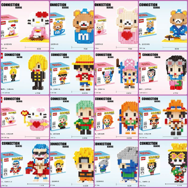 24Ship Demon Slayer One Piece Luffy Naruto Demon Slayer Magic Blocks Building Nano Blocks Mini ...
