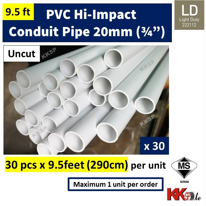 (9.50 feet Uncut) 30 pcs x 20mm HERO/KANCIL (SIRIM) PVC HI-Impact ...