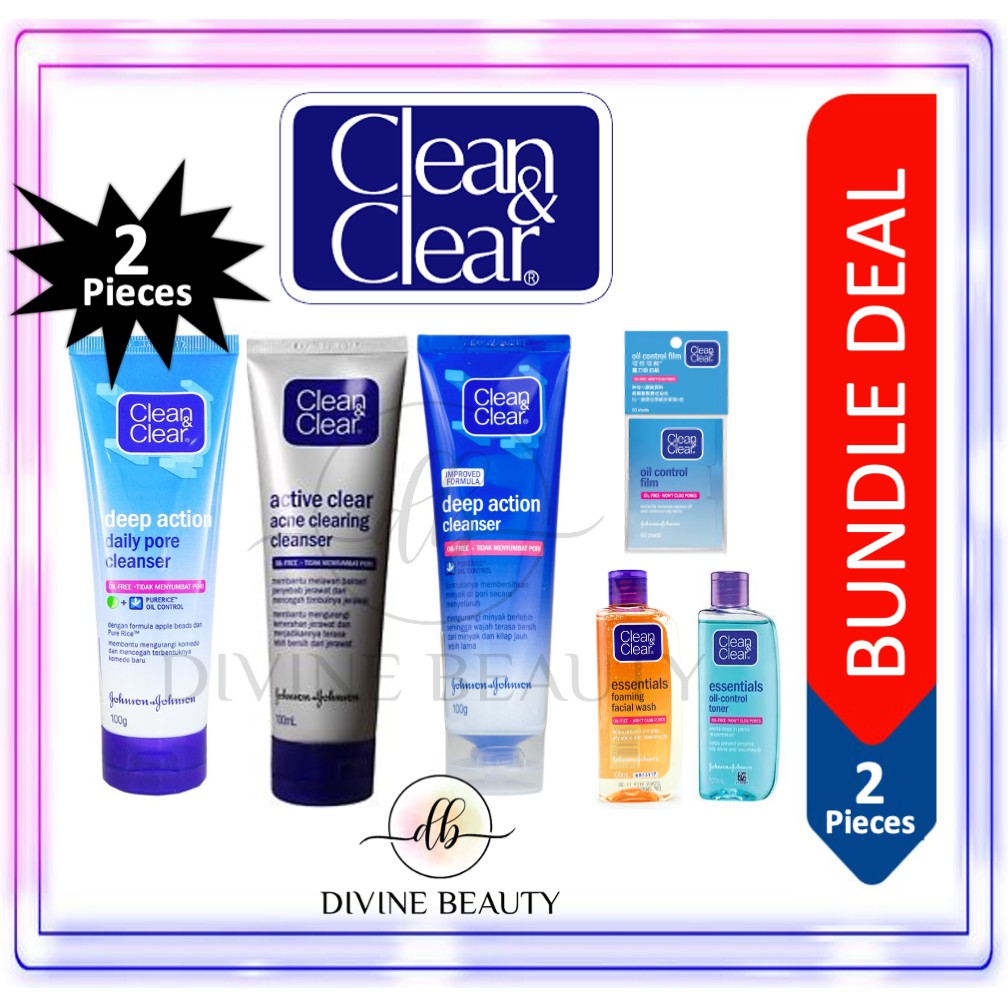 [BUNDLE OF 2] CLEAN AND CLEAR CLEANSER/FOAM/FACIAL WASH/ TONER/DEEP CLEAN ACTION/PORE ACNE ...