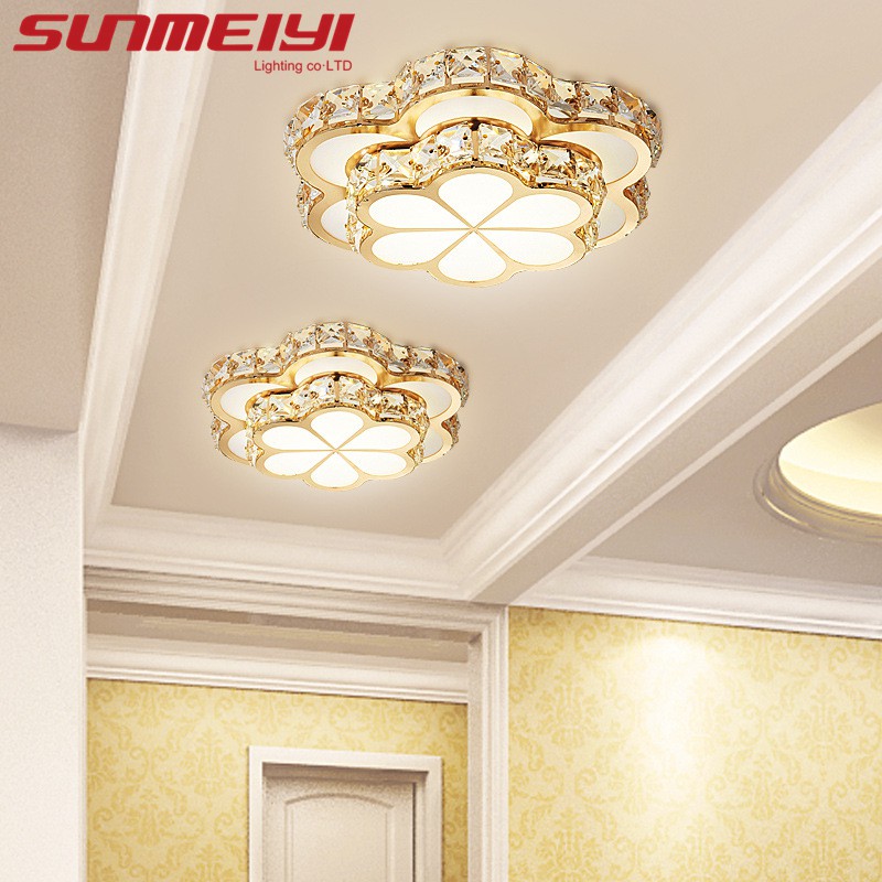 SUNMEIYI flowers Aisle LED Ceiling Lights living room crystal corridor ...