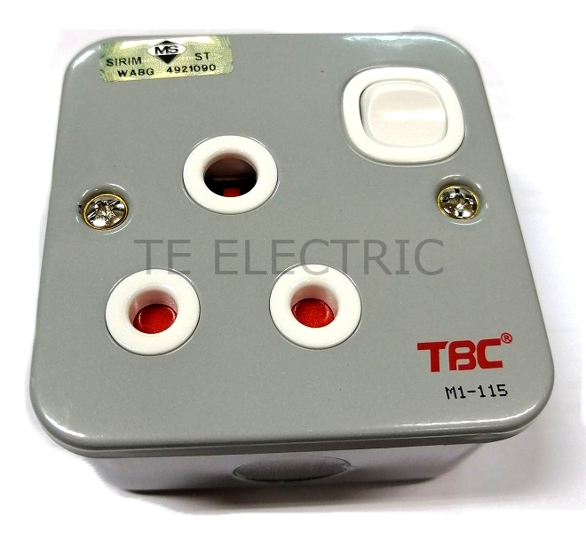 TBC 15A METAL CLAD SWITCH SOCKET OUTLET M/C INDUSTRIAL THREE PIN SIRIM ...