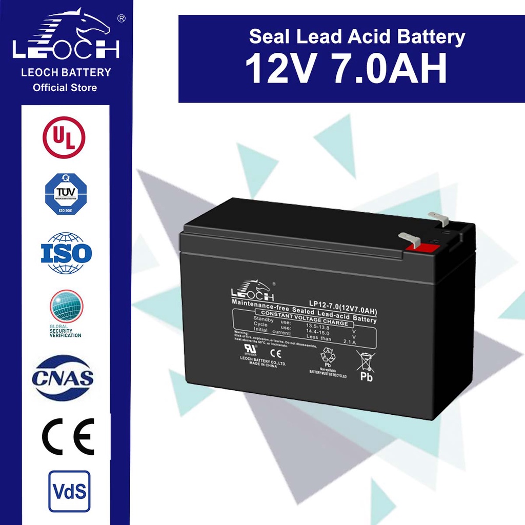 12V 7AH Leoch Sealed Lead Acid Battery LP12-7.0A for general purpose ...