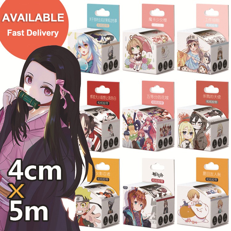 Decorative Anime Washi Tape 4cm*5M Long Stickers Kimetsu Demon Slayer ...
