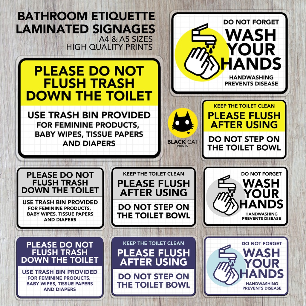 Bathroom Etiquette Sign | Laminated Signage | Sign Board | Shopee Singapore