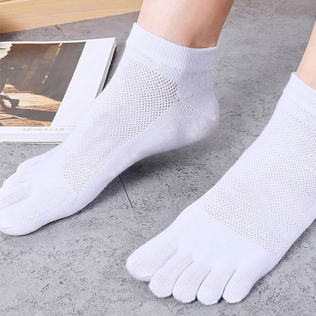 Men's Summer Cotton Short Tube Five Toes Socks Thin Mesh Hollow ...