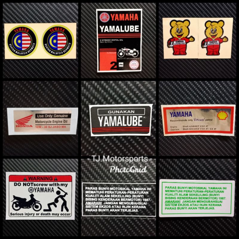 Stiker Yamaha Yamalube Enjin Paras Bunyi Honda Engine Oil Shell Gunakan ...