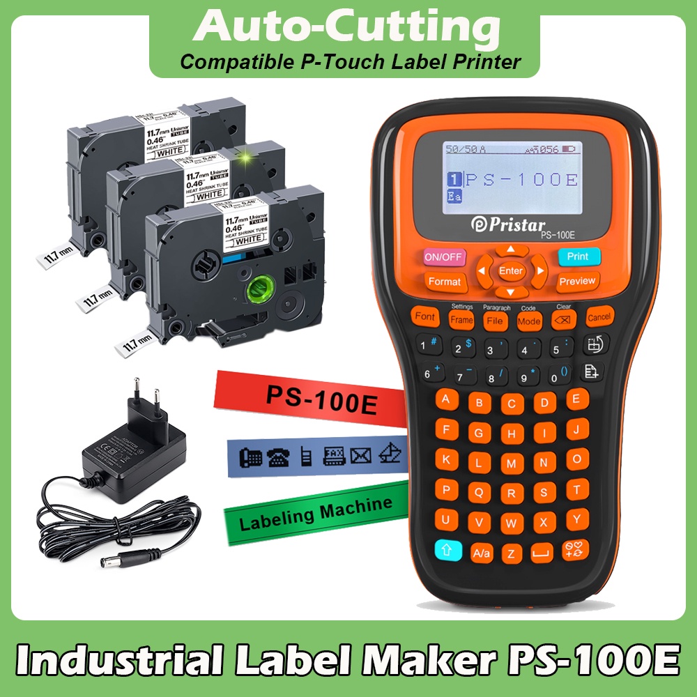 Portable Handheld Label Printer PS100E with 3pcs HSe231 Heat Shrink ...