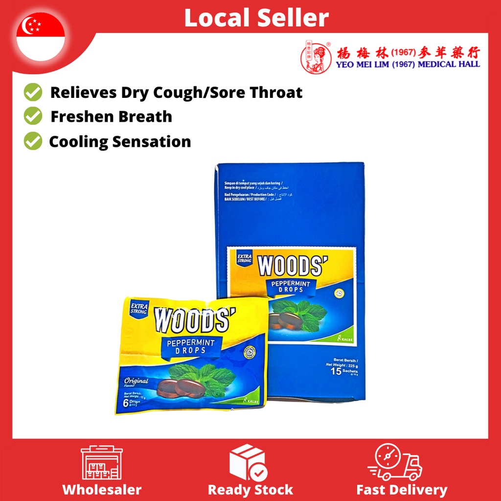 Woods Peppermint Lozenges 15 Packs x 15g for Cough | Sore Throat ...