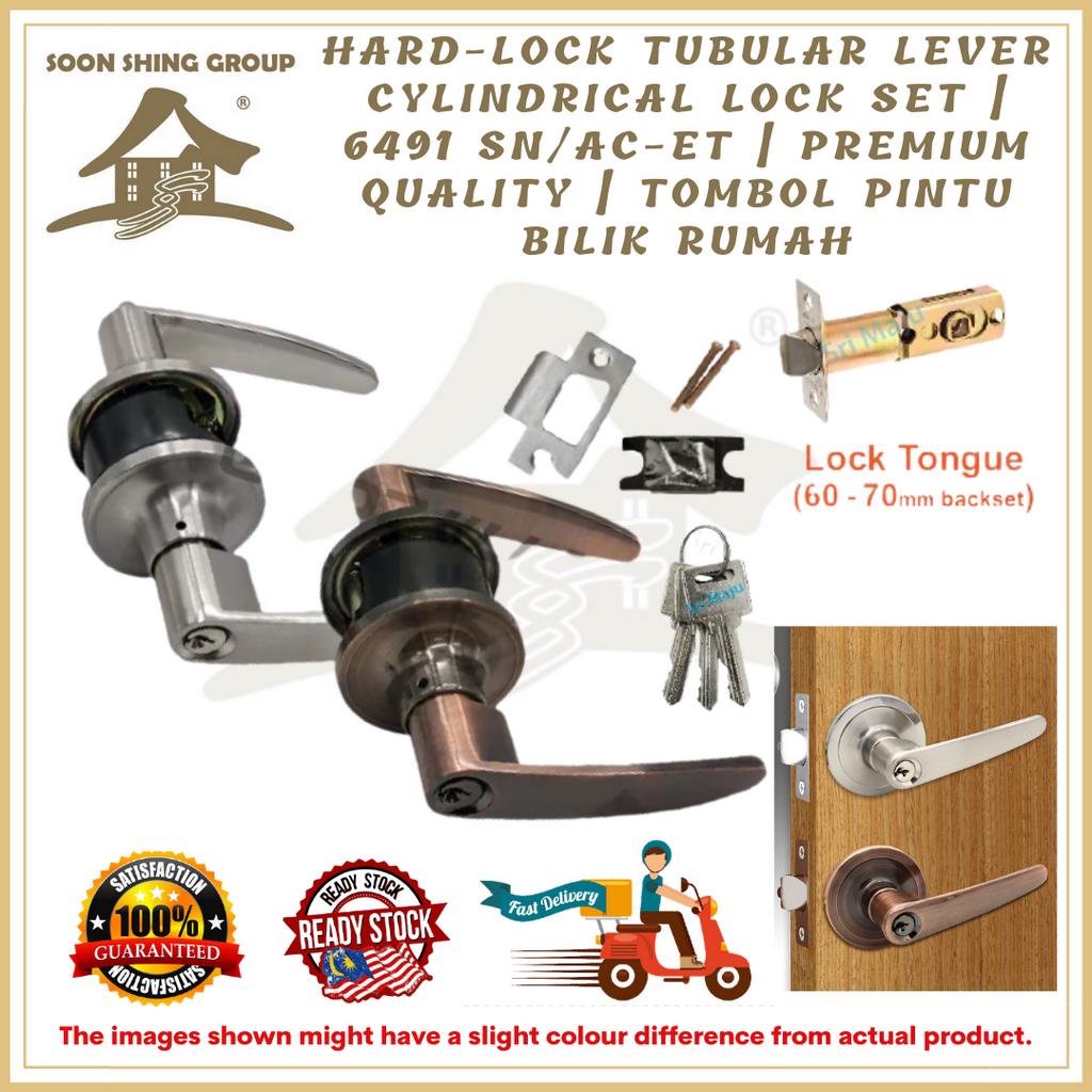 HARD-LOCK Tubular Lever Cylindrical Lock Set / Premium Quality / Tombol ...