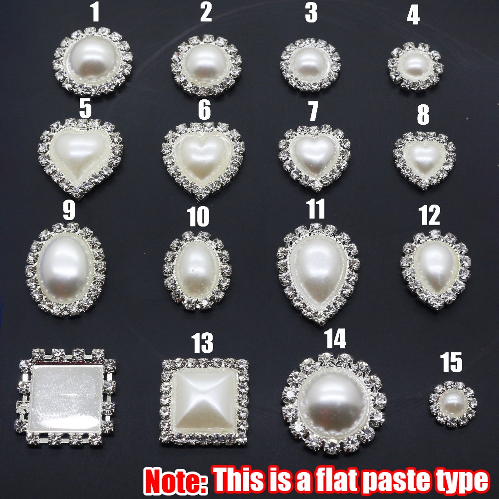 10pcs no scratch White Pearl Rhinestone Button Flatback Invitation ...