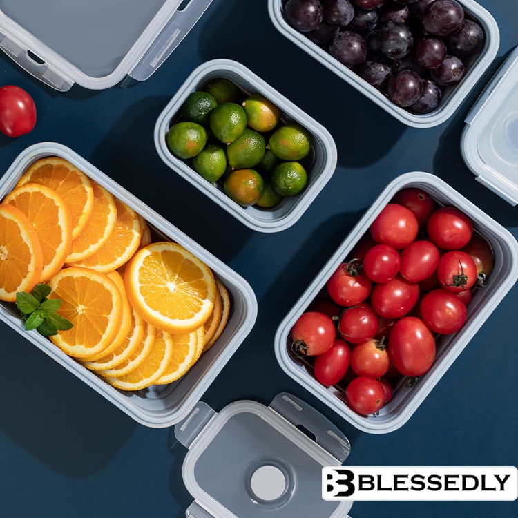 Portable Silicone Collapsible Food Container / Foldable Lunch Box ...