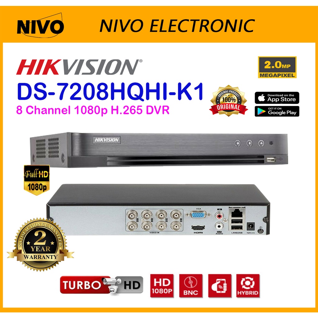 Hikvision 8 Channel DVR DS-7208HQHI-KI | Shopee Singapore