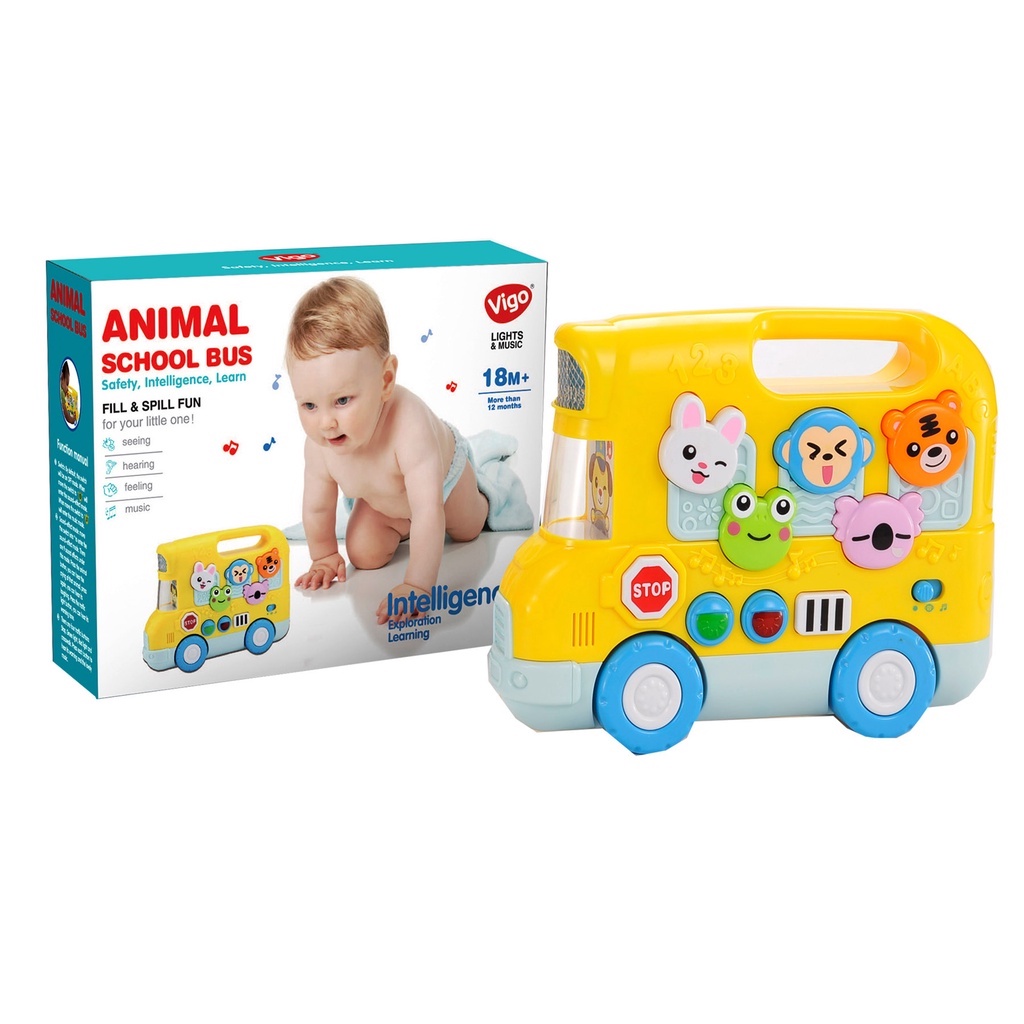 VIGO Animal School Bus, Lights and Music, Baby Sensory Toy Series ...