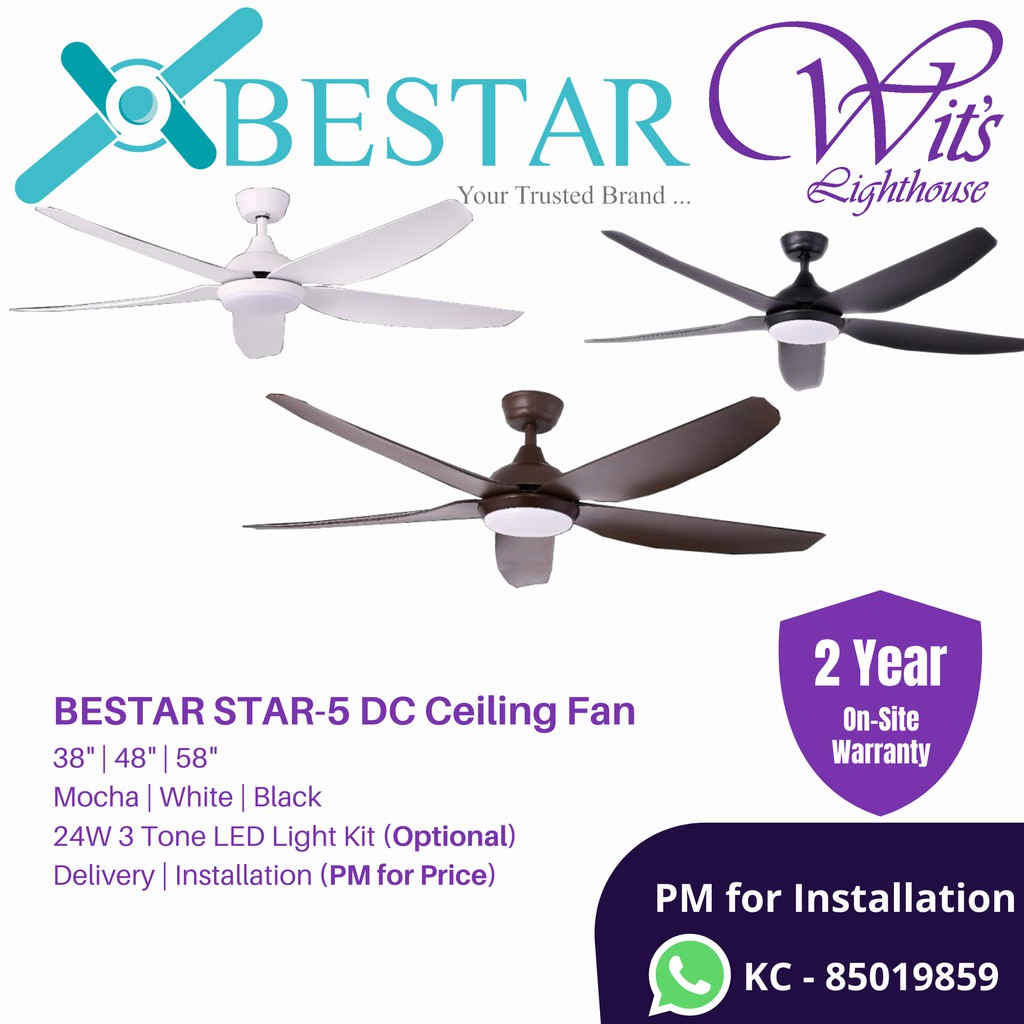 ★2 Year Warranty★ Ceiling Fan - BESTAR STAR-5, DC Motor, 3 Tone LED ...
