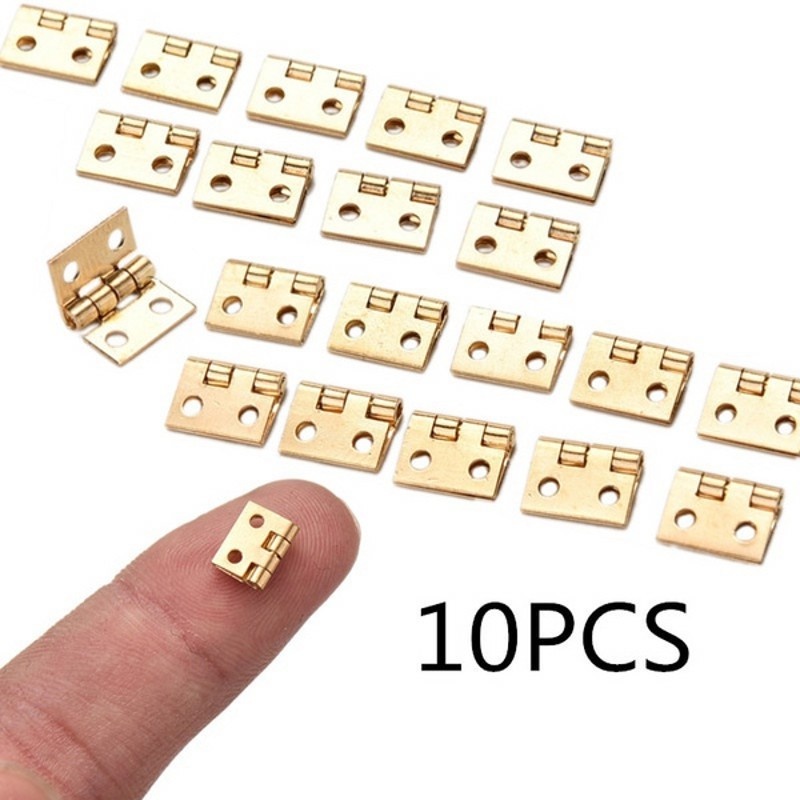 10 pcs Mini Brass Hinge with Nail/ Wooden Box Cabinet Door Metal Hinges ...