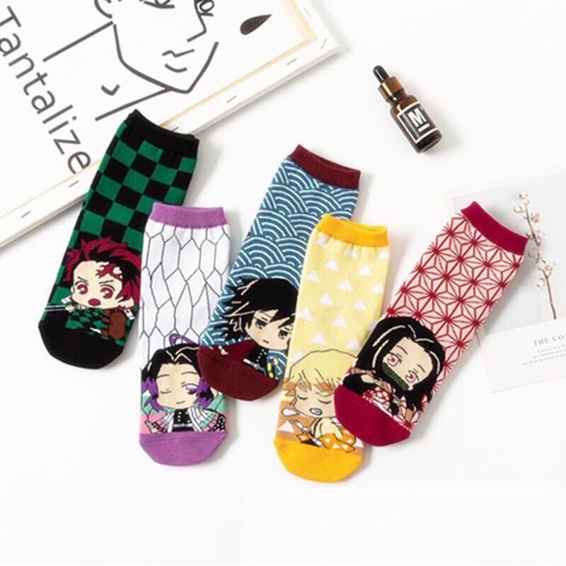 Ready Stock On Sale 5 Pairs Pack Demon Slayer Socks Parent-Child ...
