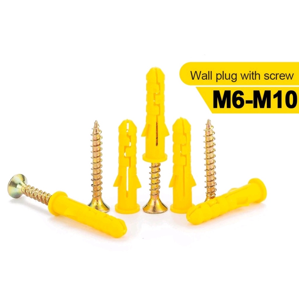 (Local seller) 50 pcs M6, M8, M10 Yellow Nylon Expansion Plug with ...