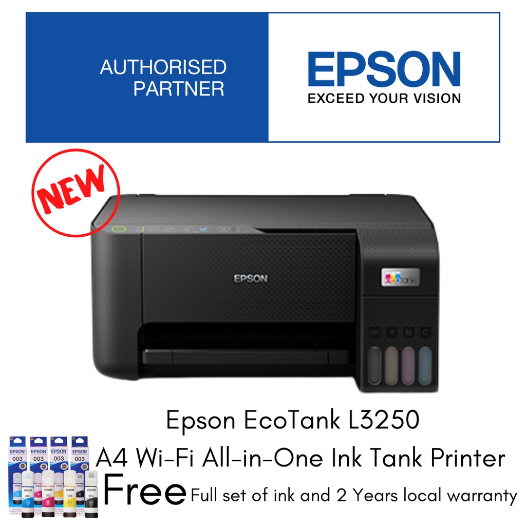 FREE INK - Epson EcoTank L3250 A4 Wi-Fi All-in-One Ink Tank Printer ...